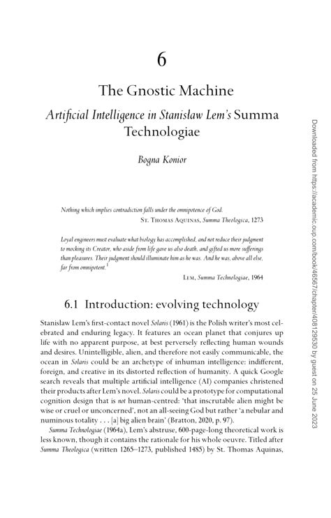 Pdf The Gnostic Machine Artificial Intelligence In Stanisław Lems