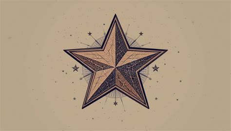 Ornate Star Illustration With Compass Rose On Neutral Background Stock