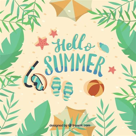 Free Vector | Hello summer background with beach elements