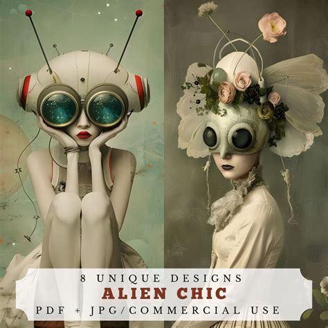Alien Chic Futuristic Junk Journal Kit Printable Collage Supplies Surreal Atc Cards Fantasy
