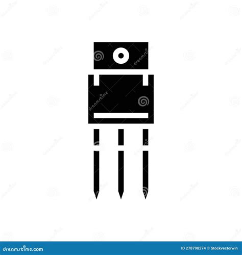 Transistor Electronic Component Glyph Icon Vector Illustration Stock