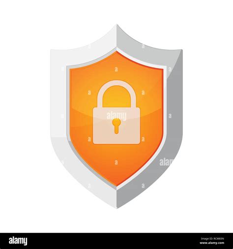 glossy security shield with padlock icon vector illustration web