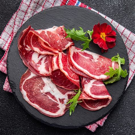 Coppa Carne Curada Salsicha Pescoço De Porco Refeição Comida Lanche Na