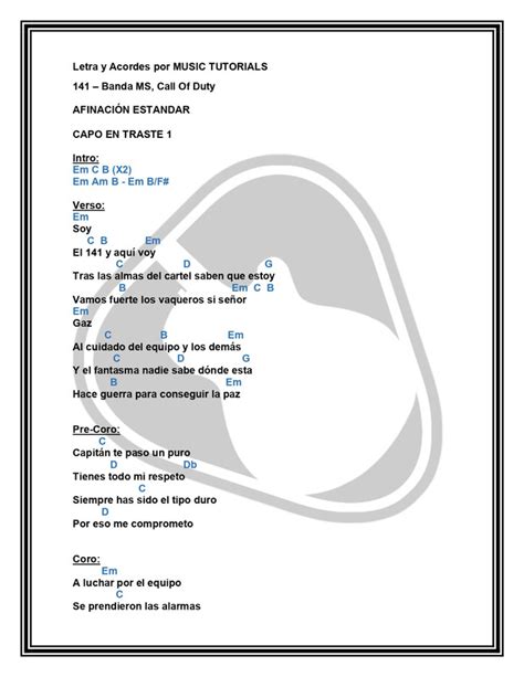 Banda Ms Call Of Duty Letra Y Acordes By Musictutorials Page