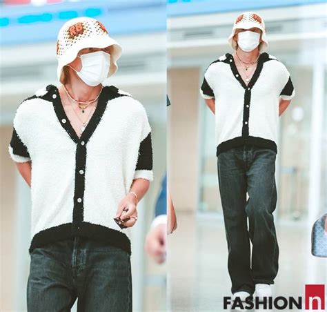 패션엔 [패션엔 포토] Bts 뷔 눈만 빼꼼 스페인 일정 끝낸 패셔너블 공항룩