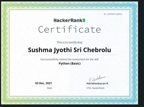 Sushma Chebrolu On Linkedin Hackerrank