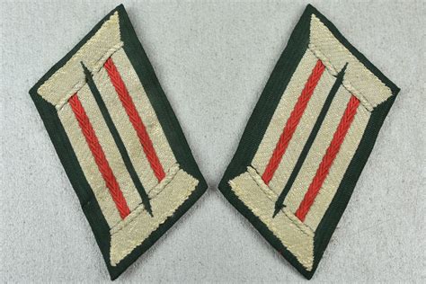 Army Heer Late War Artillery Officer Collar Tabs Bevo Militaria