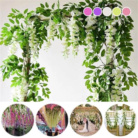 1 2 3pcs 2m Wisteria Artificial Flowers Vine Garland Wedding Arch