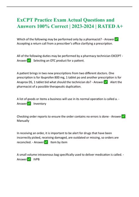 Excpt Bundled Exam Actual Questions And Answers 100 Correct Rated A {well Illustrated