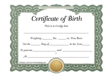Blank Copy Of Birth Certificate