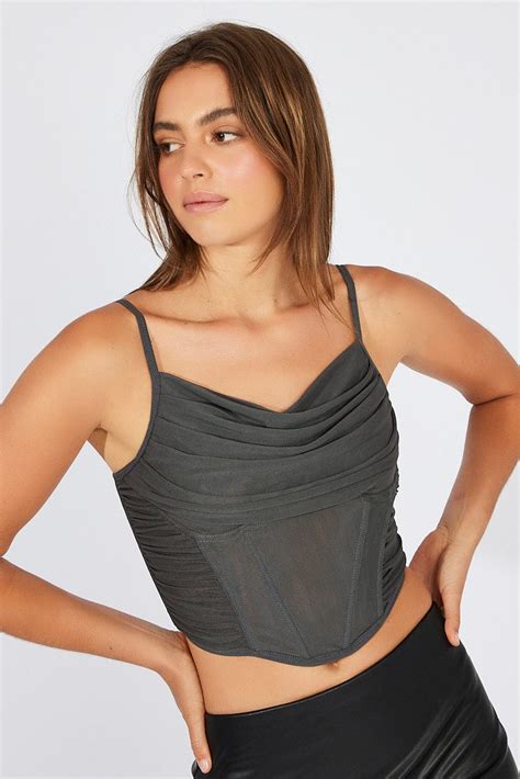 Grey Corset Top Crop Ally Fashion