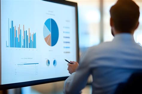 Businessman Analyzing Data On Large Screen Display Premium Ai