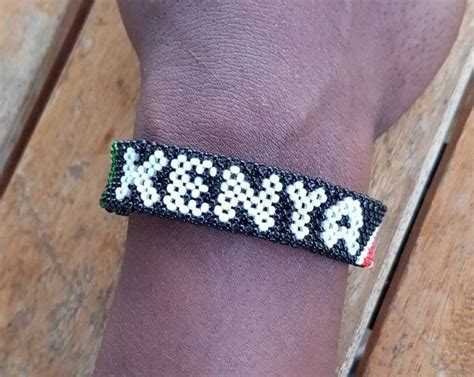 Kenyan Flag Bracelet Personalized Beaded Bracelet Customized Bracelet