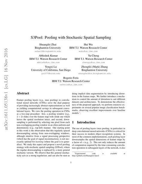 Pdf S3pool Pooling With Stochastic Spatial Sampling