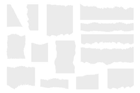가장자리나 모서리가 찢어진 사실적인 종이 조각을 비웁니다 손상된 구조를 가진 벡터 격리 된 빈 시트 찢어진면이있는 다양한 메모