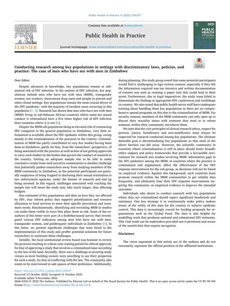 Pdf Conducting Research Among Key Populations In Settings With