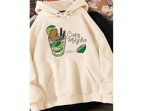 Moletom Bege Estampa Frente Capivara Capyrinha Limão Atacado Leandrinho