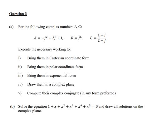 Solved A For The Following Complex Numbers Ac Chegg