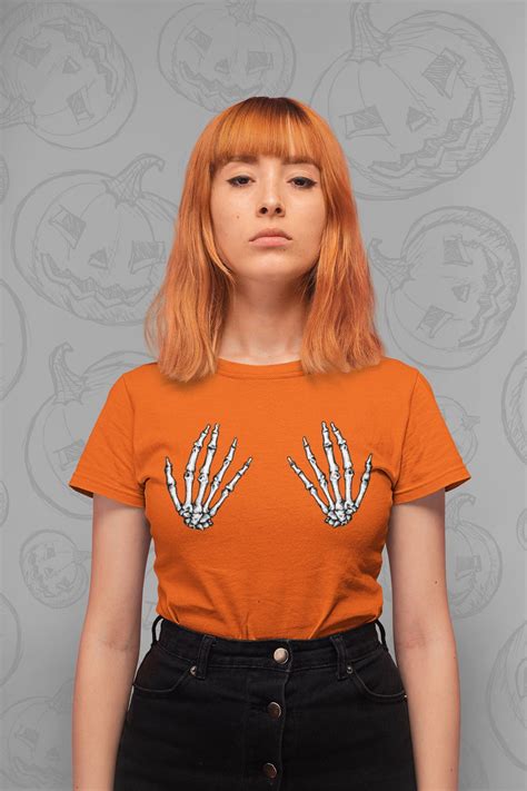 Skeleton Hand Bra T Shirt Funny Halloween Graphic Shirt Etsy