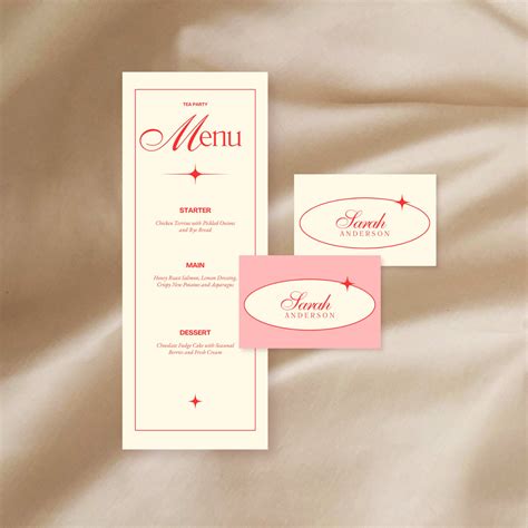 Editable Vintage Tea Party Menu Template Editable Invitation Retro