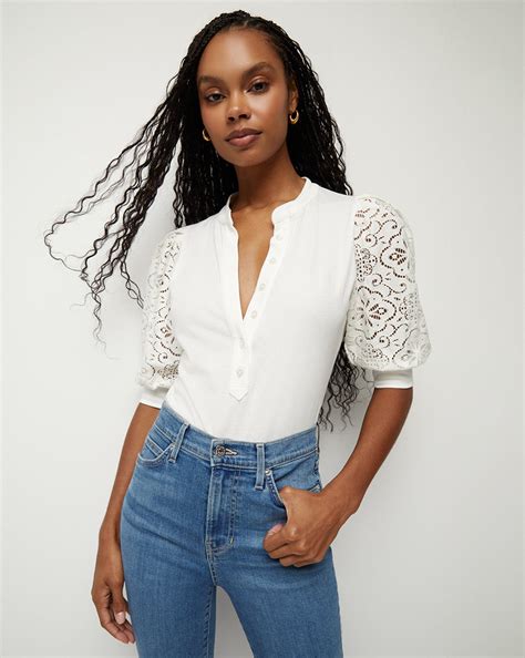 Coralee Lace Puff Sleeve Top Veronica Beard