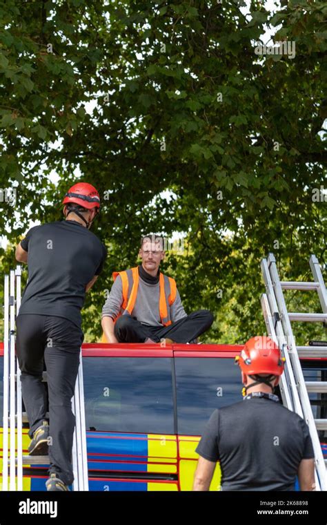 Two Just Stop Oil Supporters Climbed On Top Of A Metropolitan Police