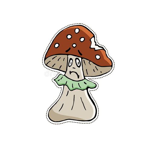 Cute Halloween Character Sticker Vector Illustration Of Mushroom Stock