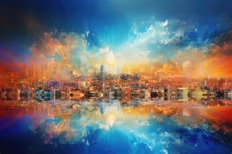 Premium Ai Image Abstract Colorful Background Cityscape Iot Dx