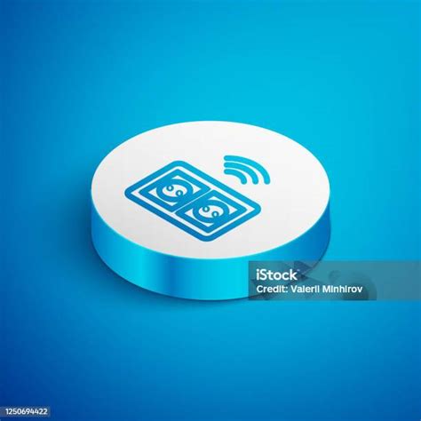 파란색 배경에 격리 된 등색 라인 스마트 전기 콘센트 시스템 아이콘 전원 소켓 무선 연결과 사물 인터넷 개념 흰색 원 버튼 벡터 3차원 형태에 대한 스톡 벡터 아트 및 기타