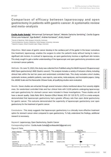 Pdf Comparison Of Efficacy Between Laparoscopy And Open Gastrectomy