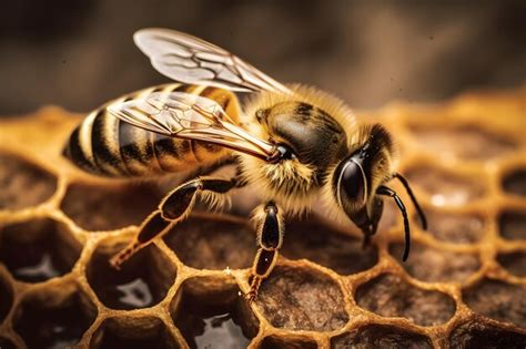 Premium Ai Image Bee And Honeycombs Neural Network Ai Generated