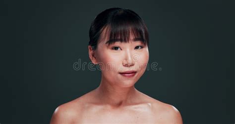 Face Skincare And Asian Woman In Studio For Cosmetics Wellness Or