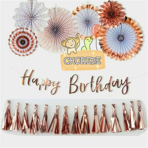 Jual Paket Dekorasi Hiasan Ulang Tahun Happy Birthday Tema Rose Gold Shopee Indonesia