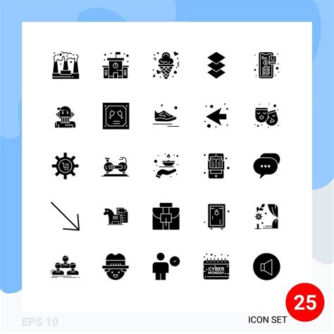 25 Thematic Vector Solid Glyphs And Editable Symbols Of Online Stack