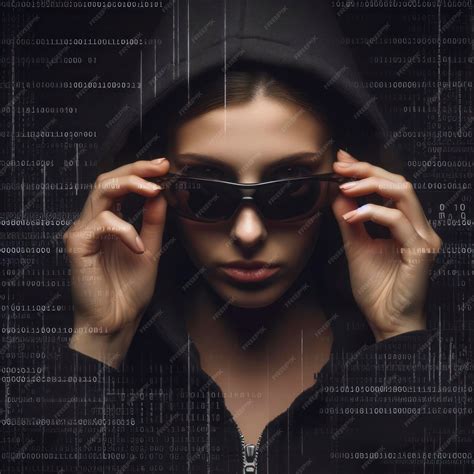 premium ai image female hacker cracking the binary code on black