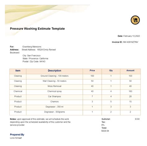 Pressure Washing Quote Template EdrawMax Template