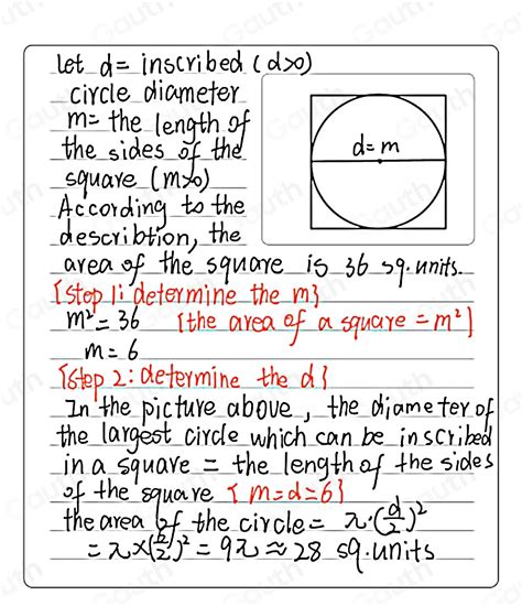 Solved Find The Area Of The Largest Circle Which Can Be Inscribed In A