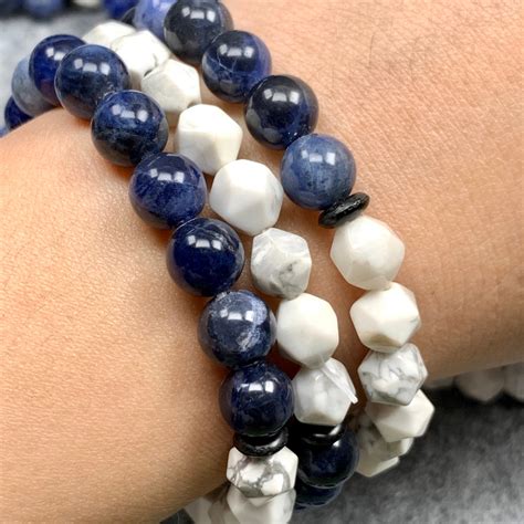 【水晶晶的窩】白松石 松石 切面 藍瑪瑙 水晶 手串 Diy 蝦皮購物