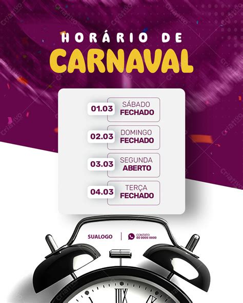 Social Media Aviso De Carnaval Horário Especial 1 Download 140790