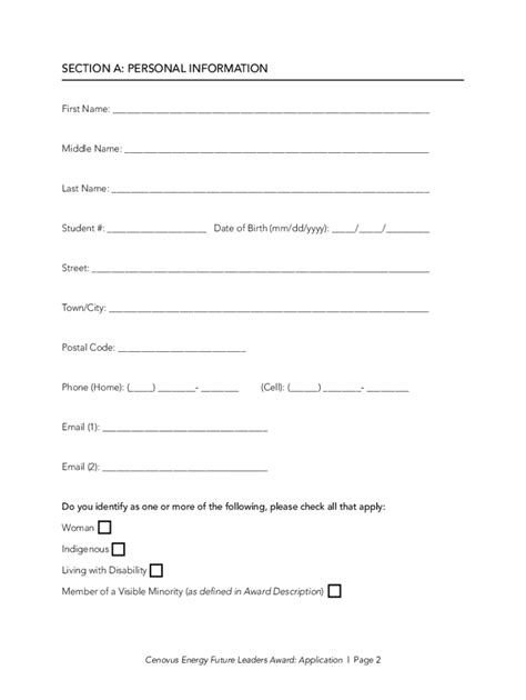 Fillable Online Cenovus Energy Future Leaders Award 2022 Application
