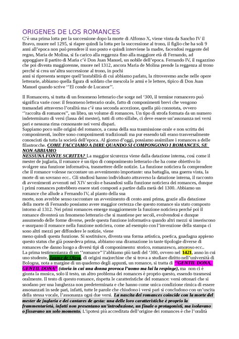 Origenes De Los Romances Appunti Di Letteratura Spagnola Docsity