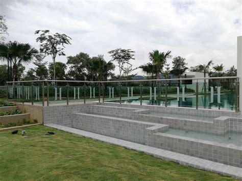 Stainless Steel Glass Railing With Sand Blast Graphic Selangor Seri