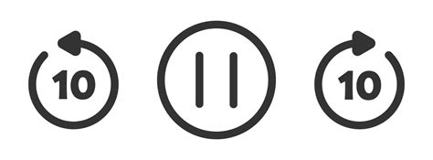 Rewind 10 Seconds Pause Fast Forward 10 Seconds Icon Media Symbol