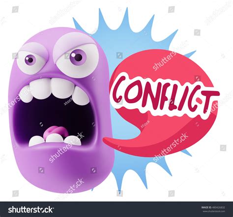 3d Rendering Angry Character Emoji Saying Stock Illustration 480426832
