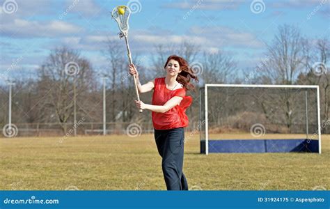 Beautiful Young Female Lacrosse Player Stock Image Image Of Women Field 31924175