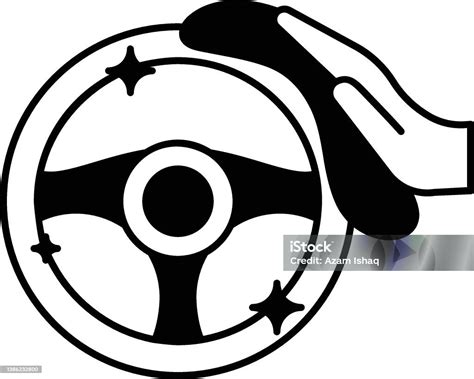 자동차 인테리어 세균 살인 개념 빛나는 스티어링 휠 핸드 벡터 아이콘 디자인 공대차량 청소 서비스 기호 차량 소독 표지판 트럭 디테일 스톡 일러스트 인간 손에 대한 스톡