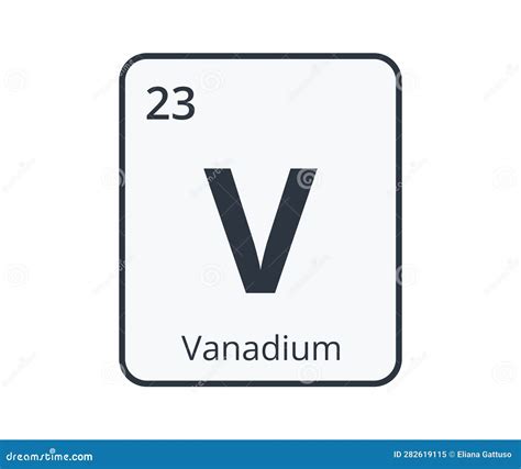 Vanadium V Chemical Element Vanadium Sign With Atomic Number Chemical