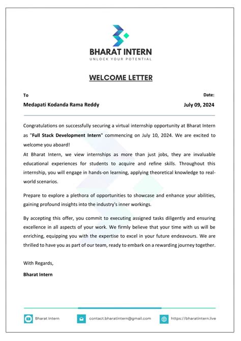 Rama Reddy On Linkedin Internship Fullstackdevelopment Bharatintern
