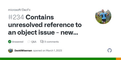Contains Unresolved Reference To An Object Issue New Bug · Microsoft