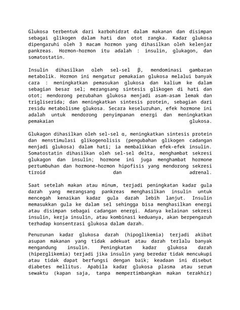Glukosa Terbentuk Dari Karbohidrat Dalam Makanan Dan Disimpan Sebagai